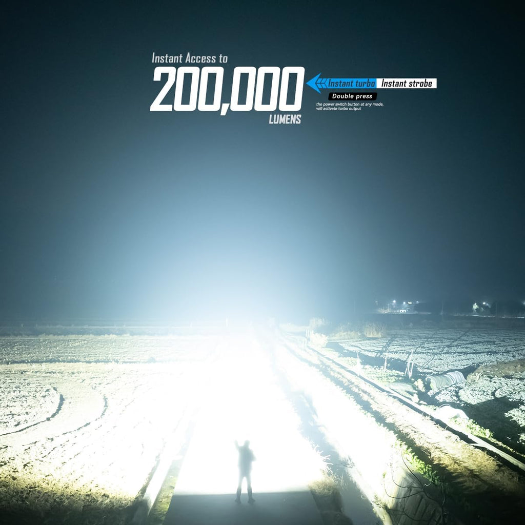 200,000 Lumen Flashlight, Cree XHP70.2 LED Tactical Flashlight High Lu ...